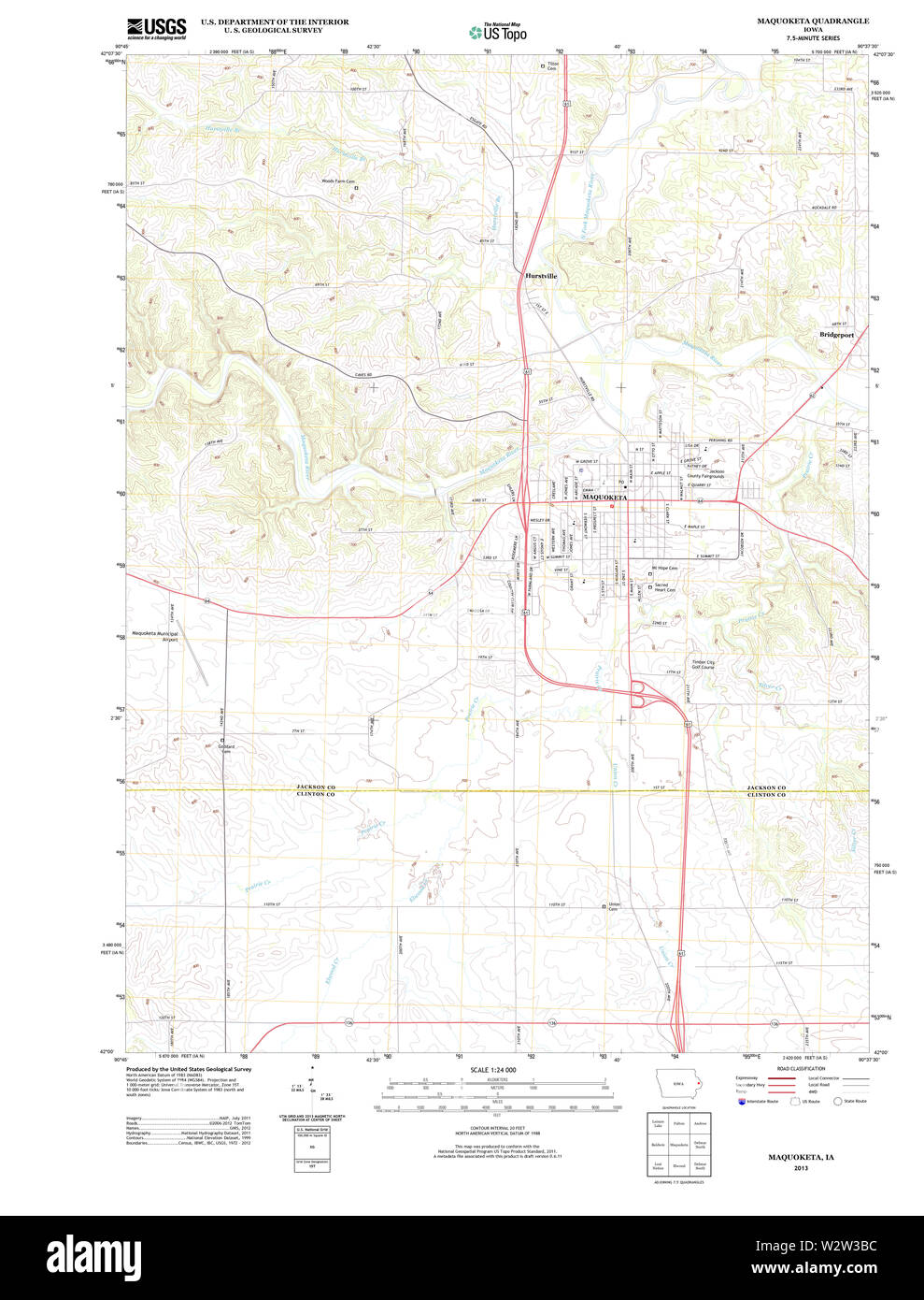 USGS TOPO Maps Iowa IA Maquoketa 20130425 TM Restoration Stock Photo ...