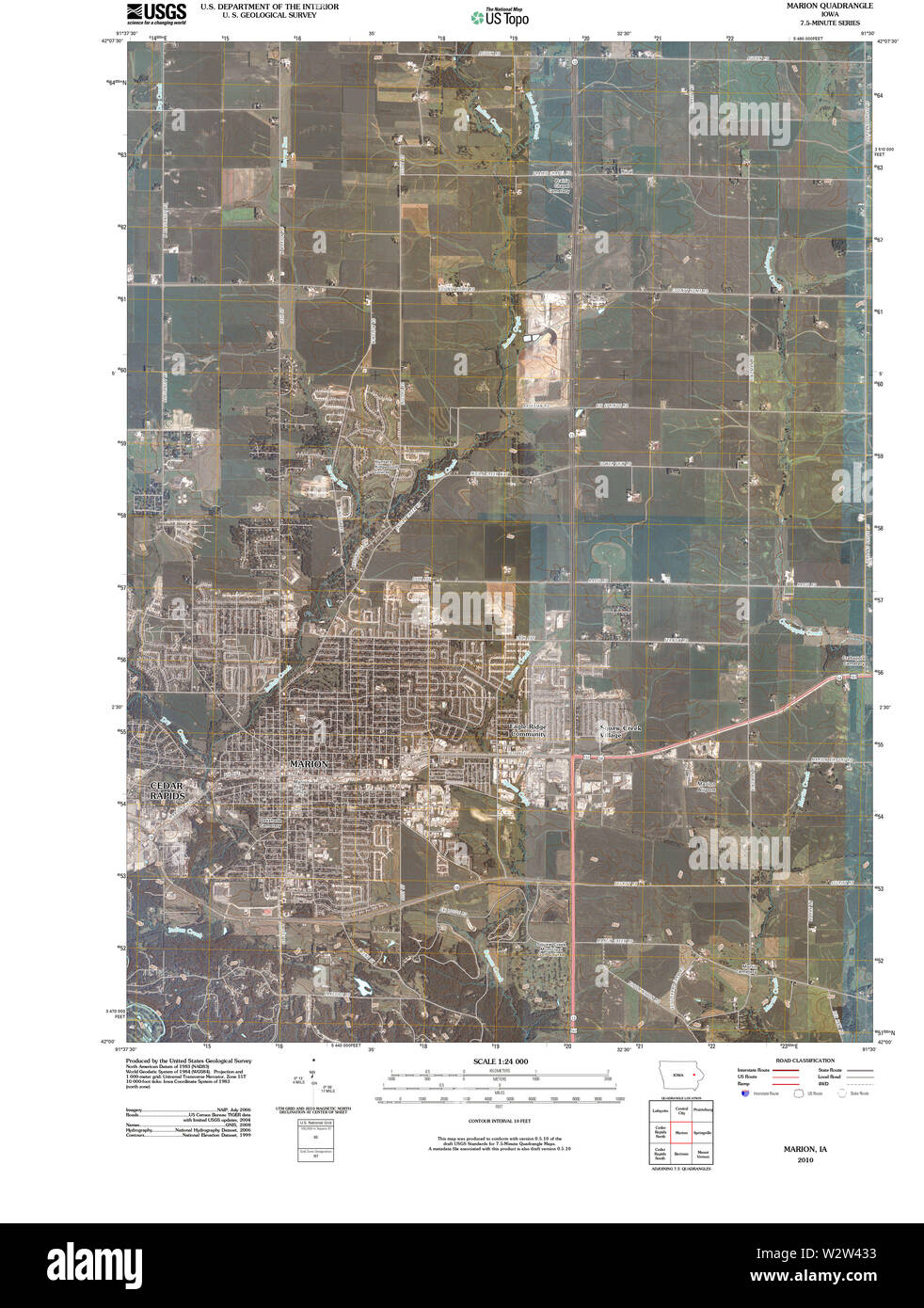 USGS TOPO Maps Iowa IA Marion 20100427 TM Restoration Stock Photo - Alamy