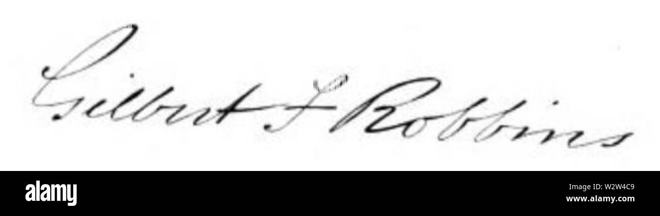 Gilbert F Robbins signature Stock Photo - Alamy