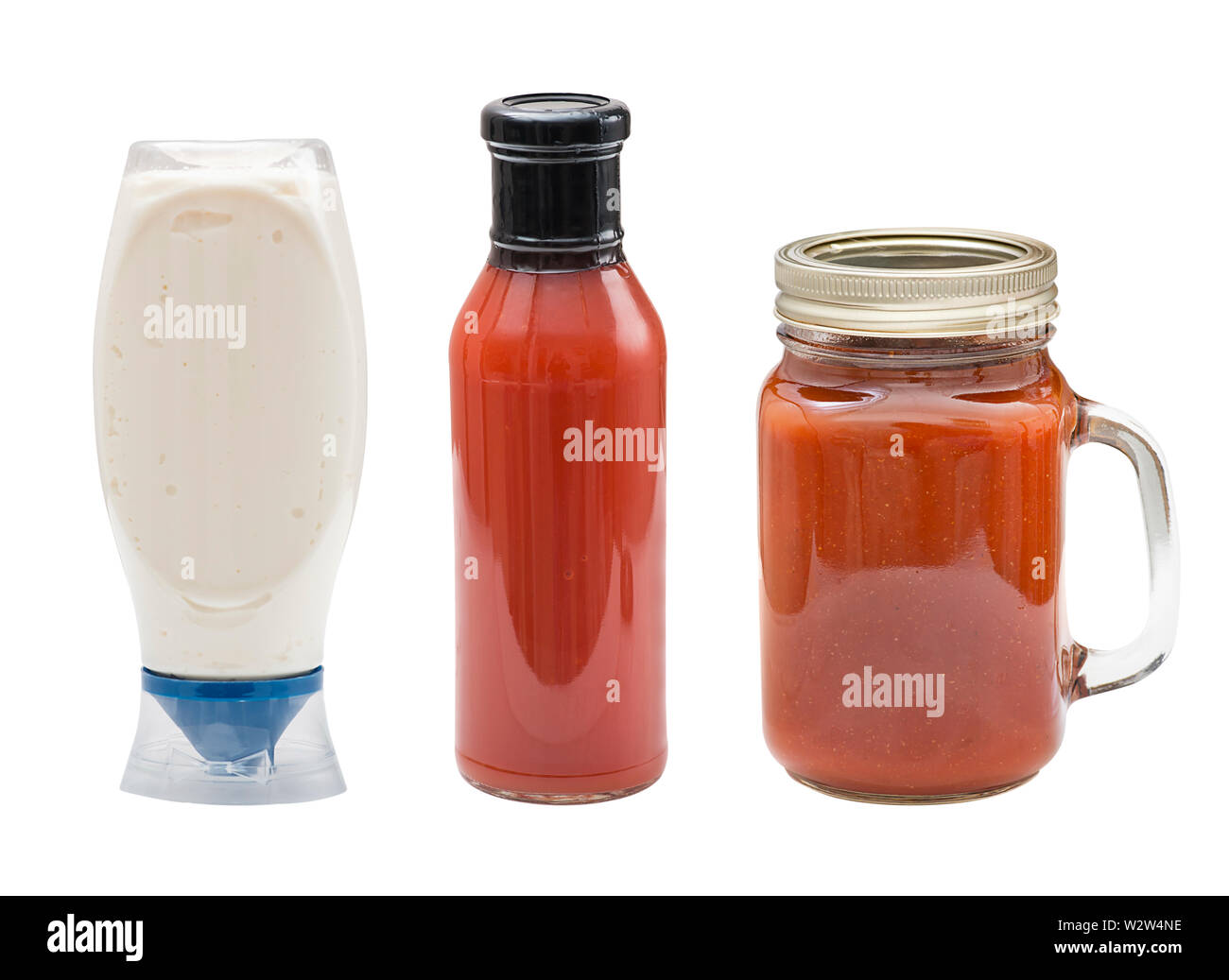 set of sauce bottles isolated on white background Stock Photo - Alamy