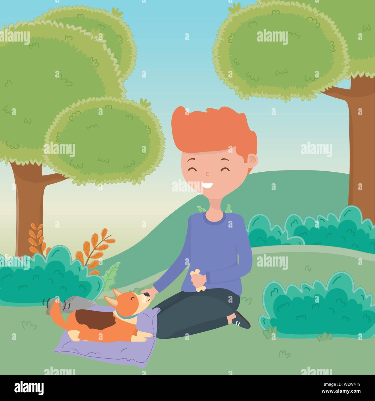 Boy with dog cartoon design, Mascot pet animal nature cute and puppy ...