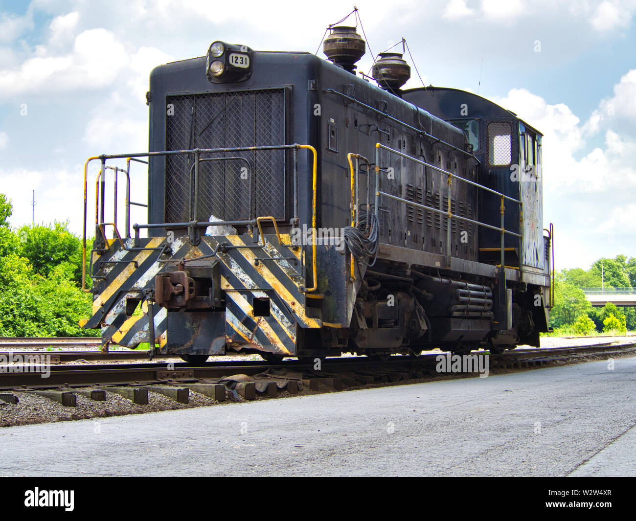 rail road locomotive switcher EDM with sky in background Stock Photo ...