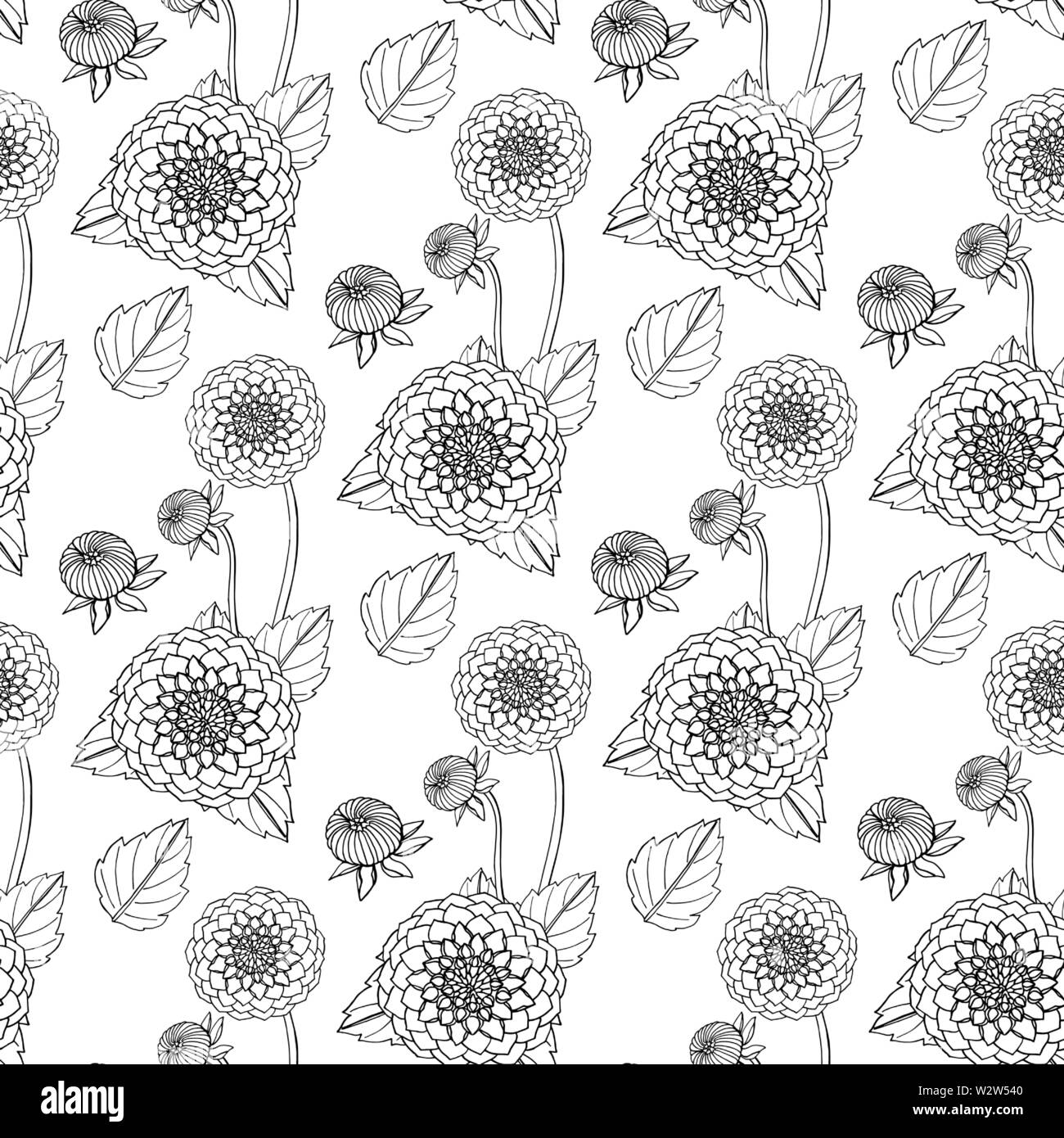 Seamless pattern with dahlia flowers, nature floral background, stock ...