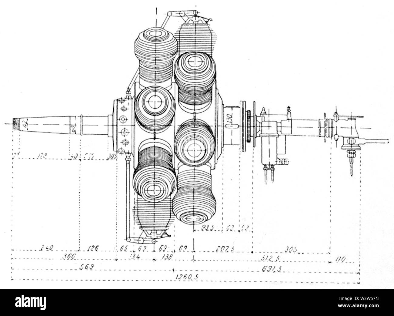 Gnome Omega-Omega longitudinal elevation - Moteurs Gnome October 1913 ...