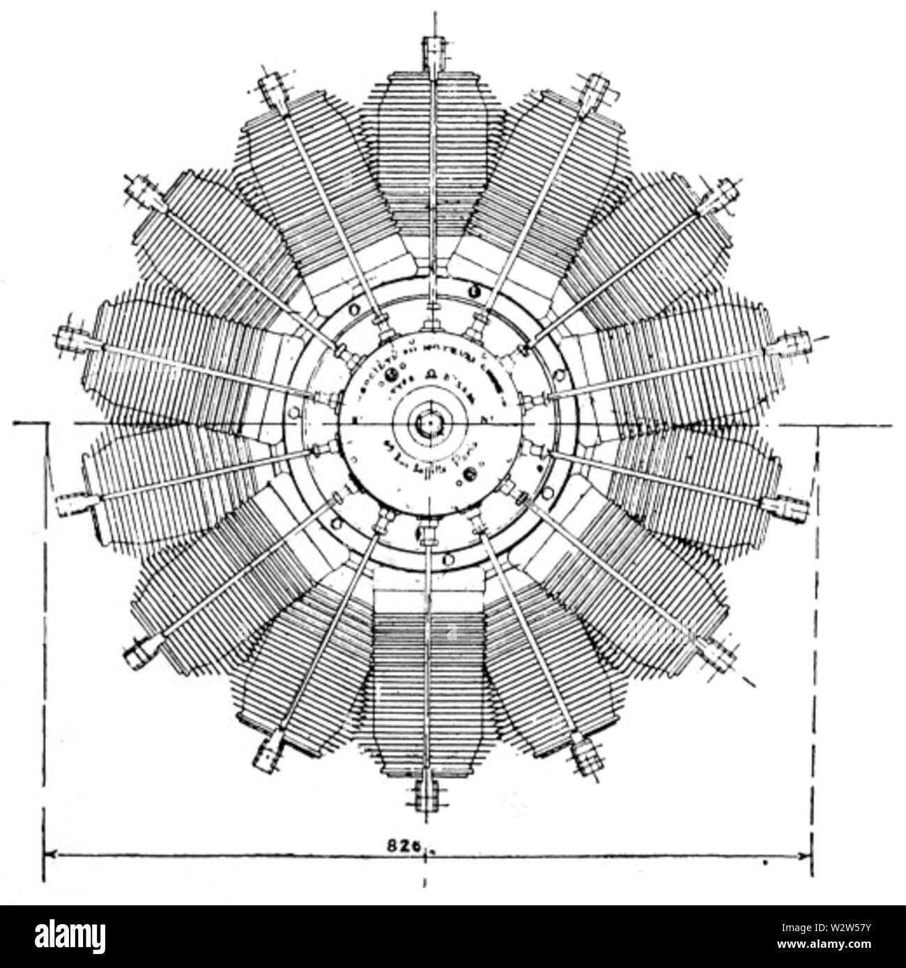 Gnome Omega-Omega front elevation - Moteurs Gnome October 1913 Stock ...