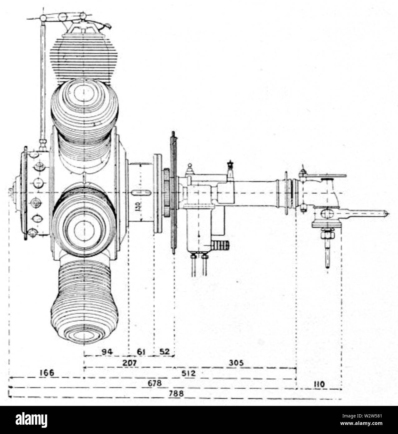 Gnome Omega longitudinal elevation - Moteurs Gnome October 1913 Stock ...
