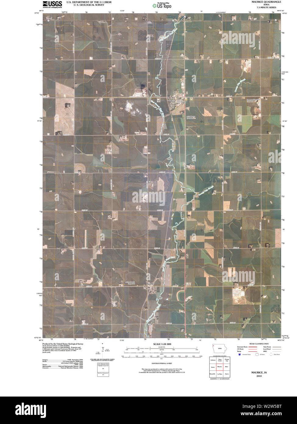 USGS TOPO Maps Iowa IA Maurice 20100427 TM Restoration Stock Photo - Alamy