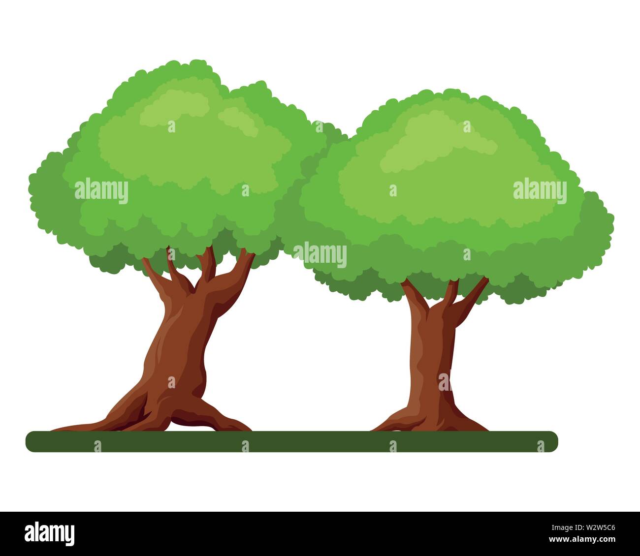 Trees on grass nature scenery Stock Vector Image & Art - Alamy