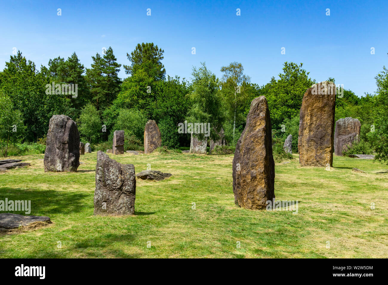 Neolithic Celtic standing stones or menhirs, Monteneuf, Broceliande ...