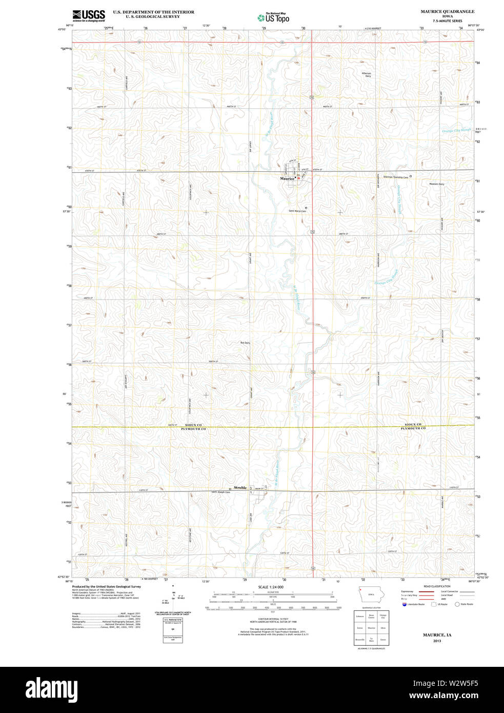 USGS TOPO Maps Iowa IA Maurice 20130429 TM Restoration Stock Photo - Alamy