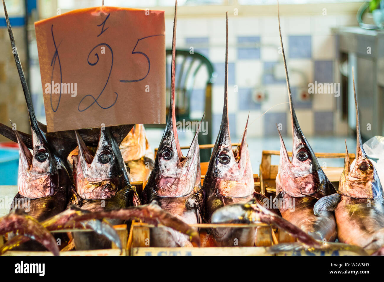 Fresh swordfish being sold at the sicilian fish market Stock Photo - Alamy