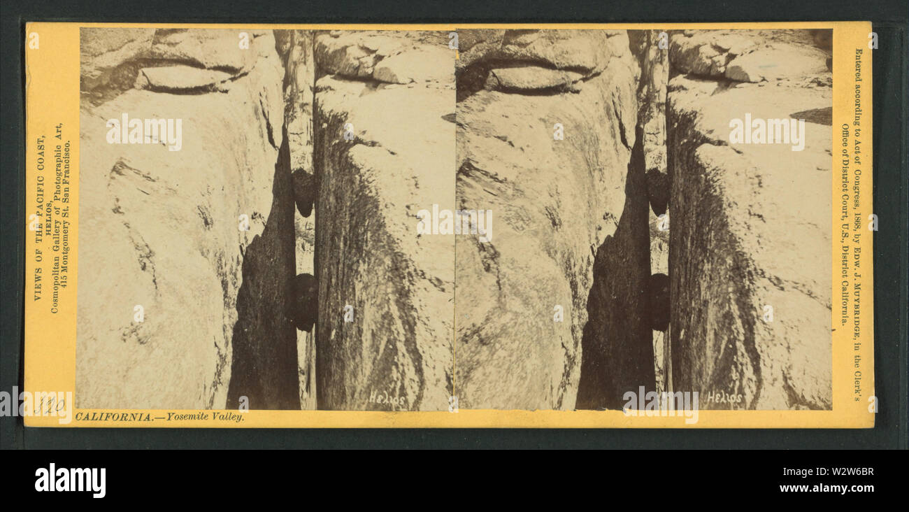 Granitic fissure in Eagle Rock, 1000 feet deep, Yosemite Valley ...