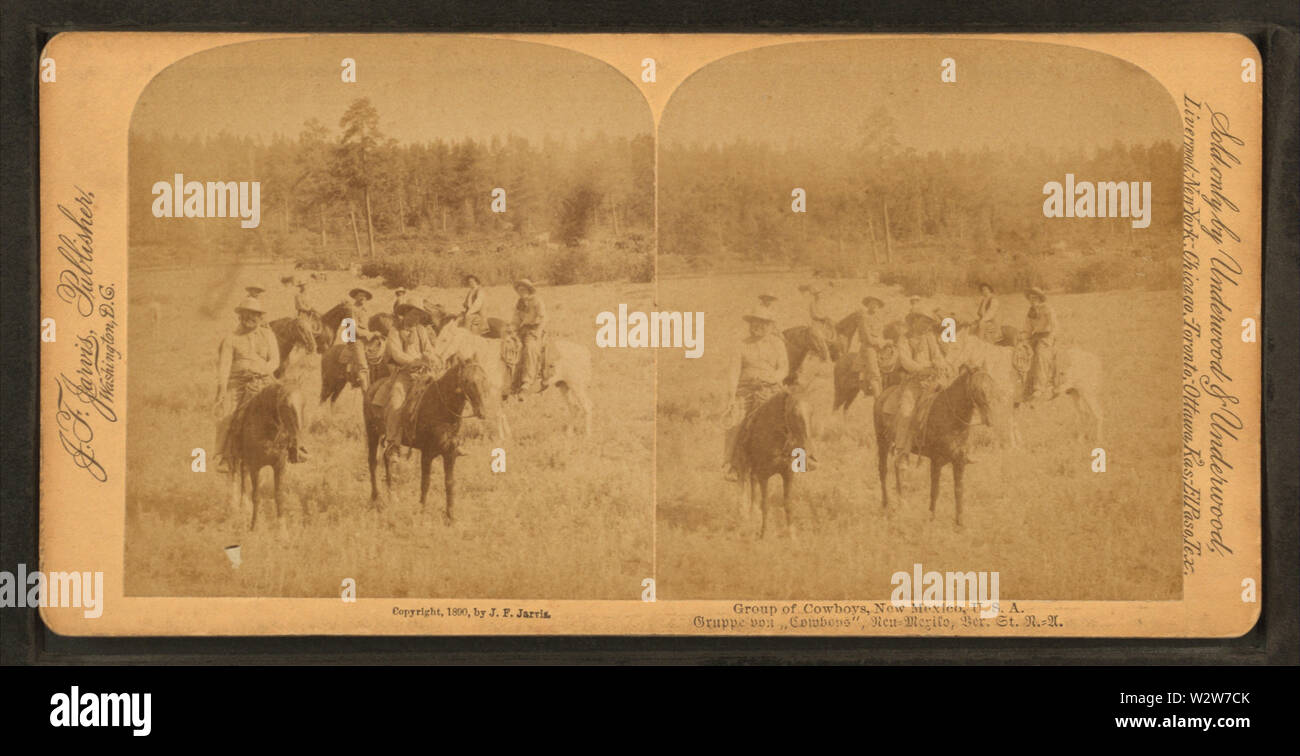 Group of cowboys, New Mexico, USA, by Jarvis, J F (John F), b 1850 ...
