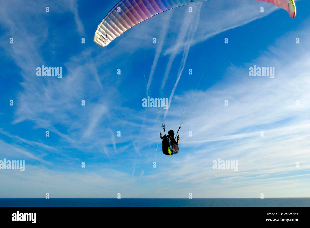 Hang Gliding over Compton Bay cliff tops at Compton Chine on the Isle ...