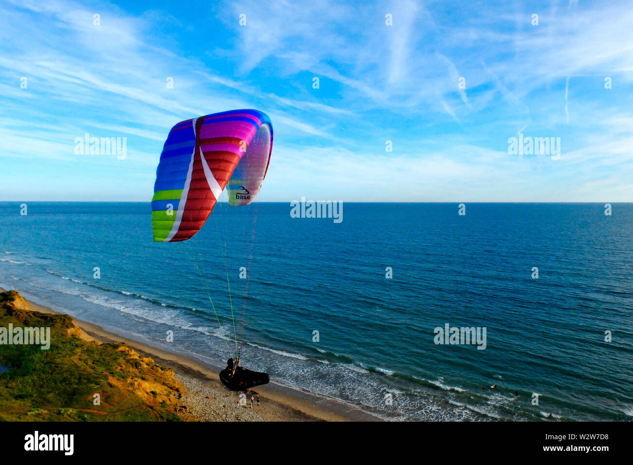 Hang Gliding over Compton Bay cliff tops at Compton Chine on the Isle ...