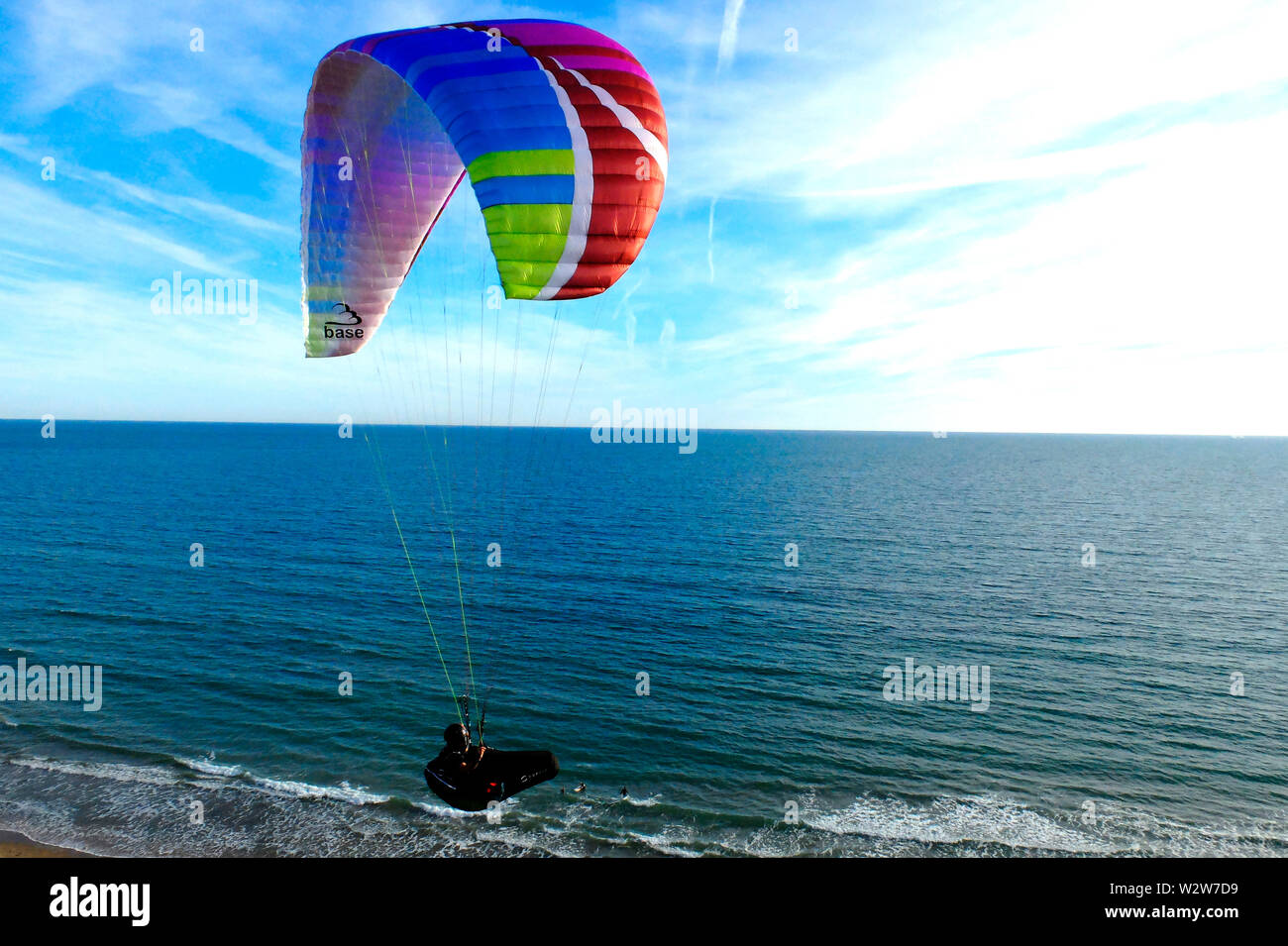 Hang Gliding over Compton Bay cliff tops at Compton Chine on the Isle ...