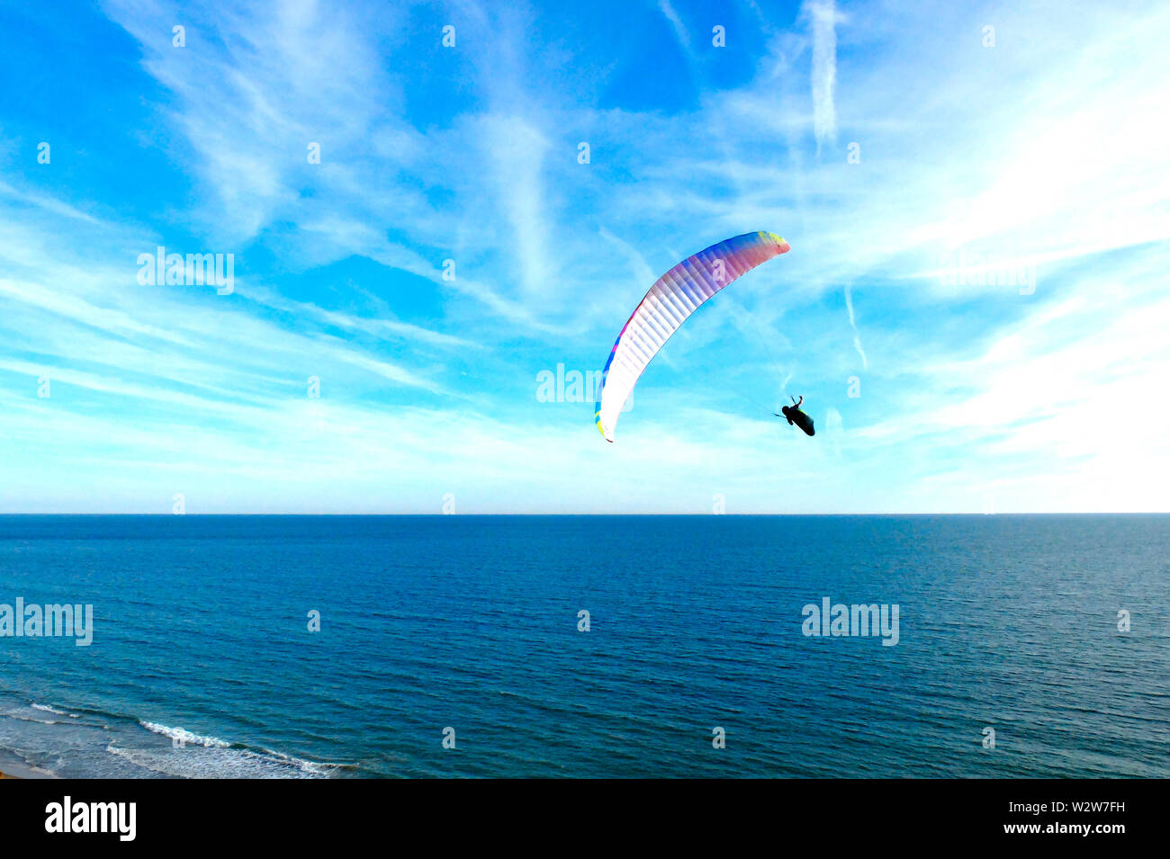 Hang Gliding over Compton Bay cliff tops at Compton Chine on the Isle ...