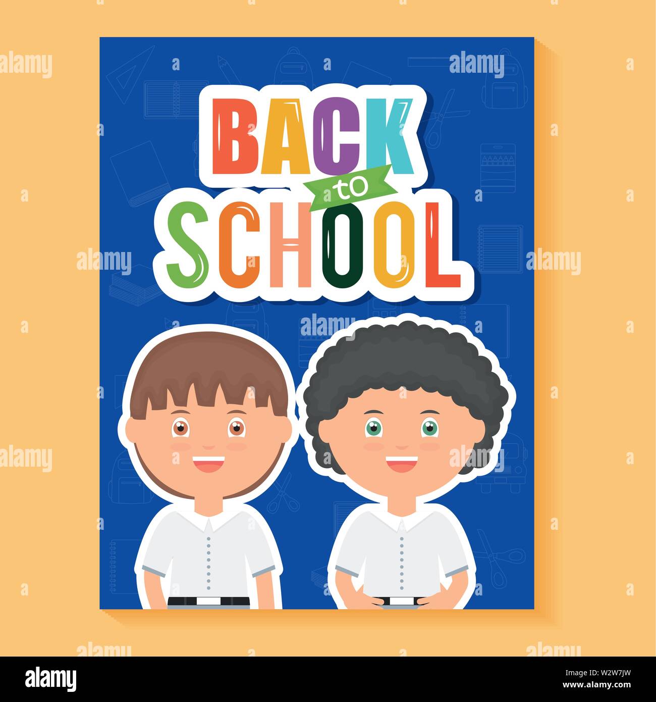 cute little student boys characters vector illustration design Stock ...