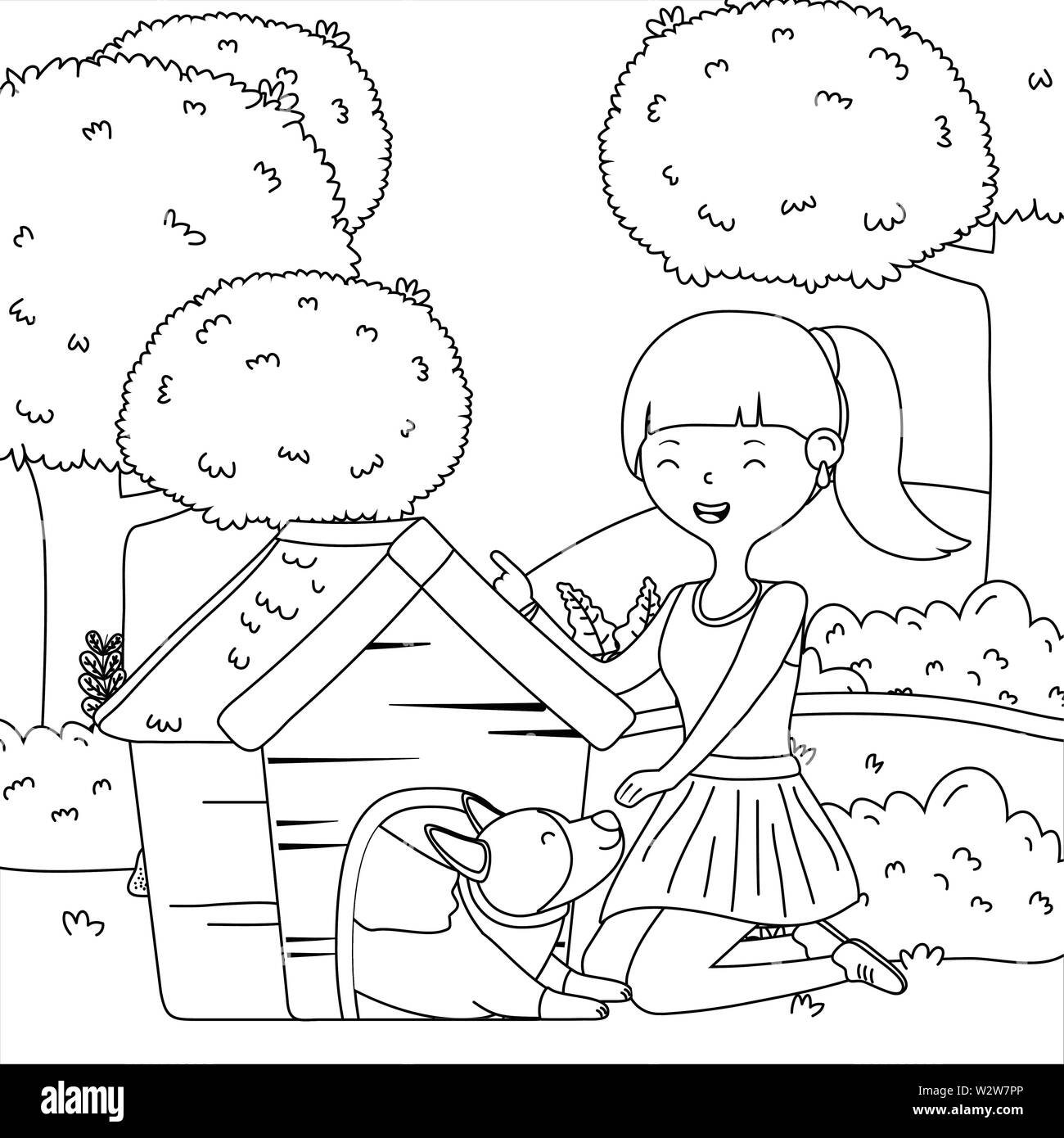 Girl with dog cartoon design, Mascot pet animal nature cute and puppy ...