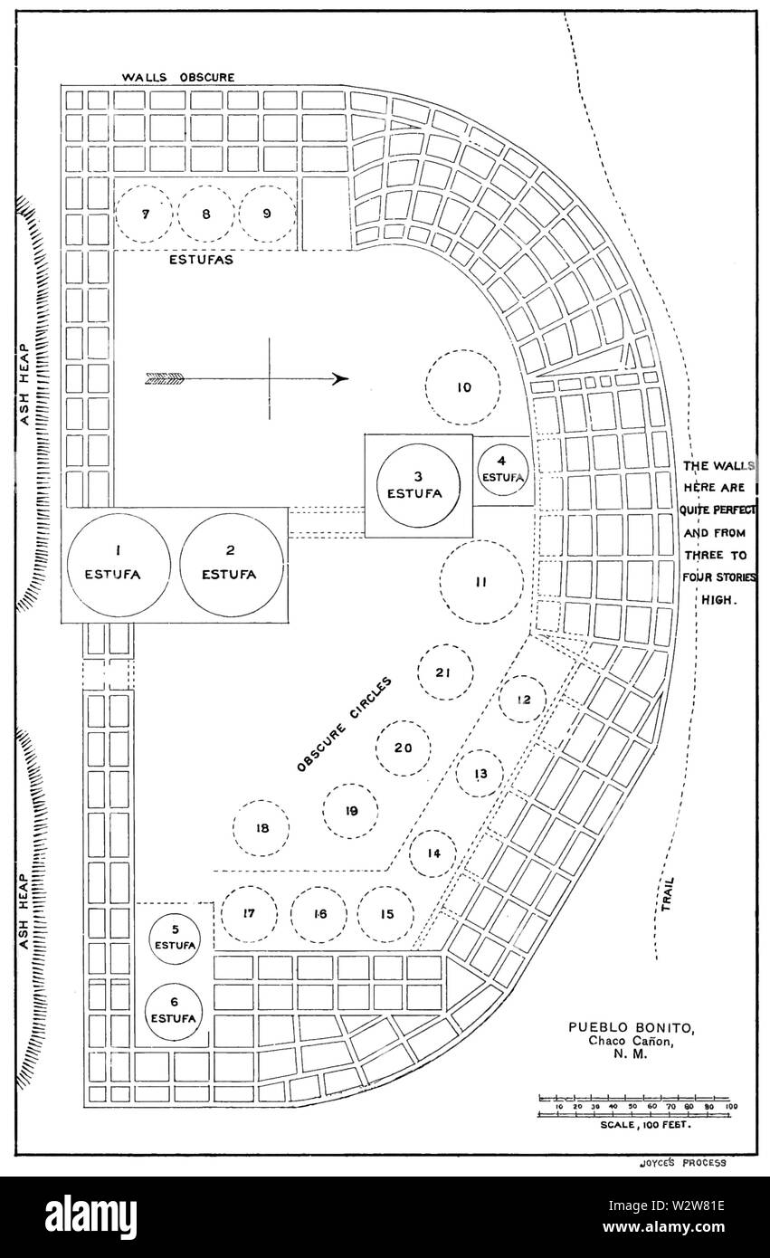 HAHL D222 Ground plan of pueblo Bonito Stock Photo - Alamy