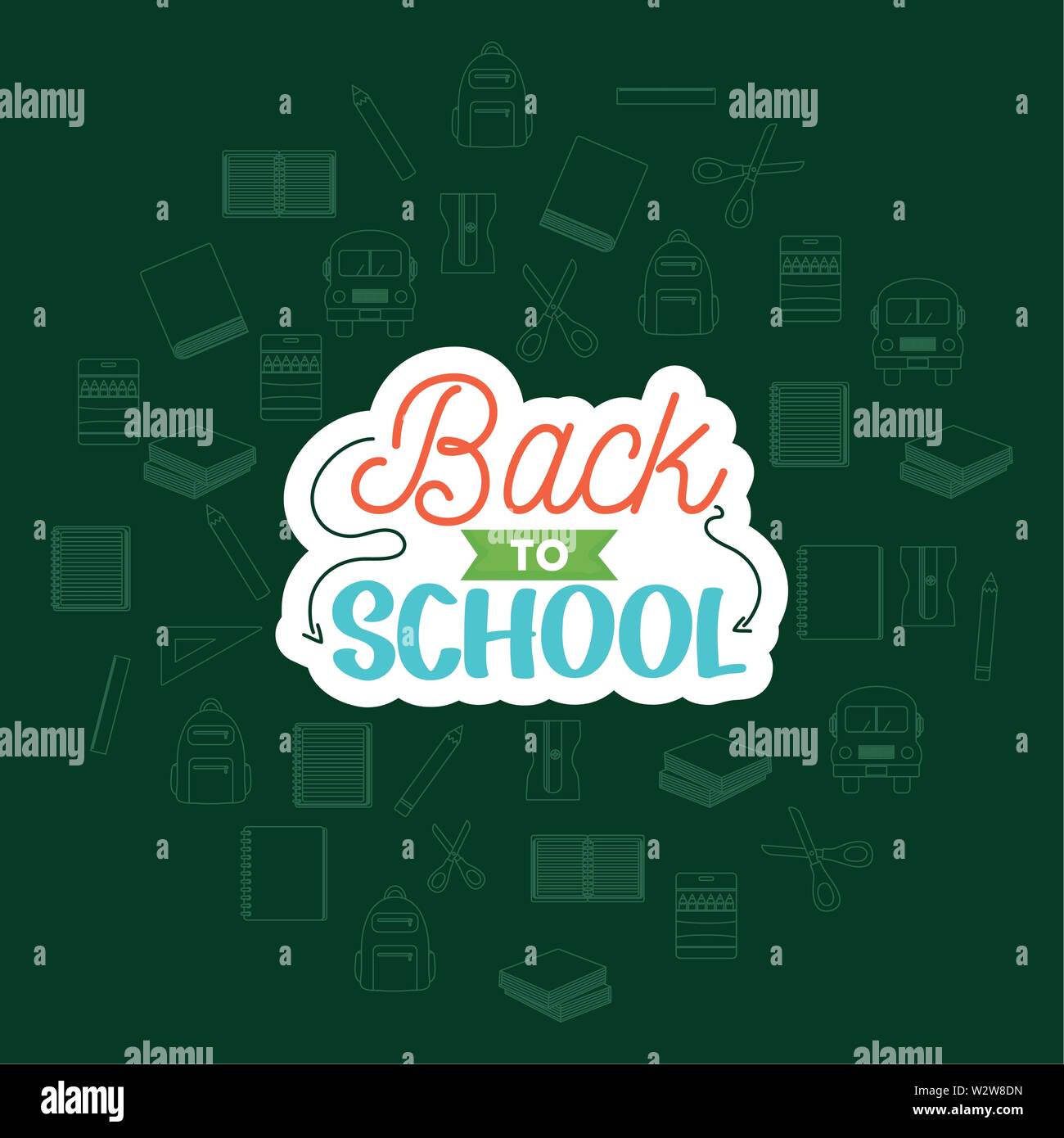 set of school supplies circular pattern vector illustration design ...