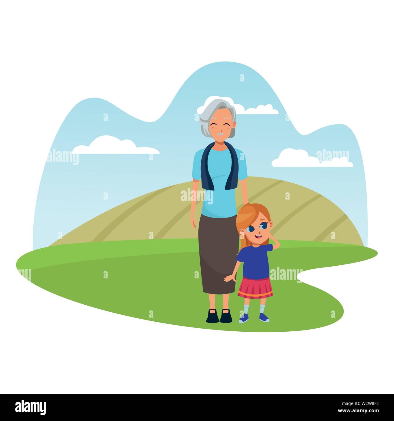 Family grandmother with grandchildren cartoon Stock Vector Image & Art ...