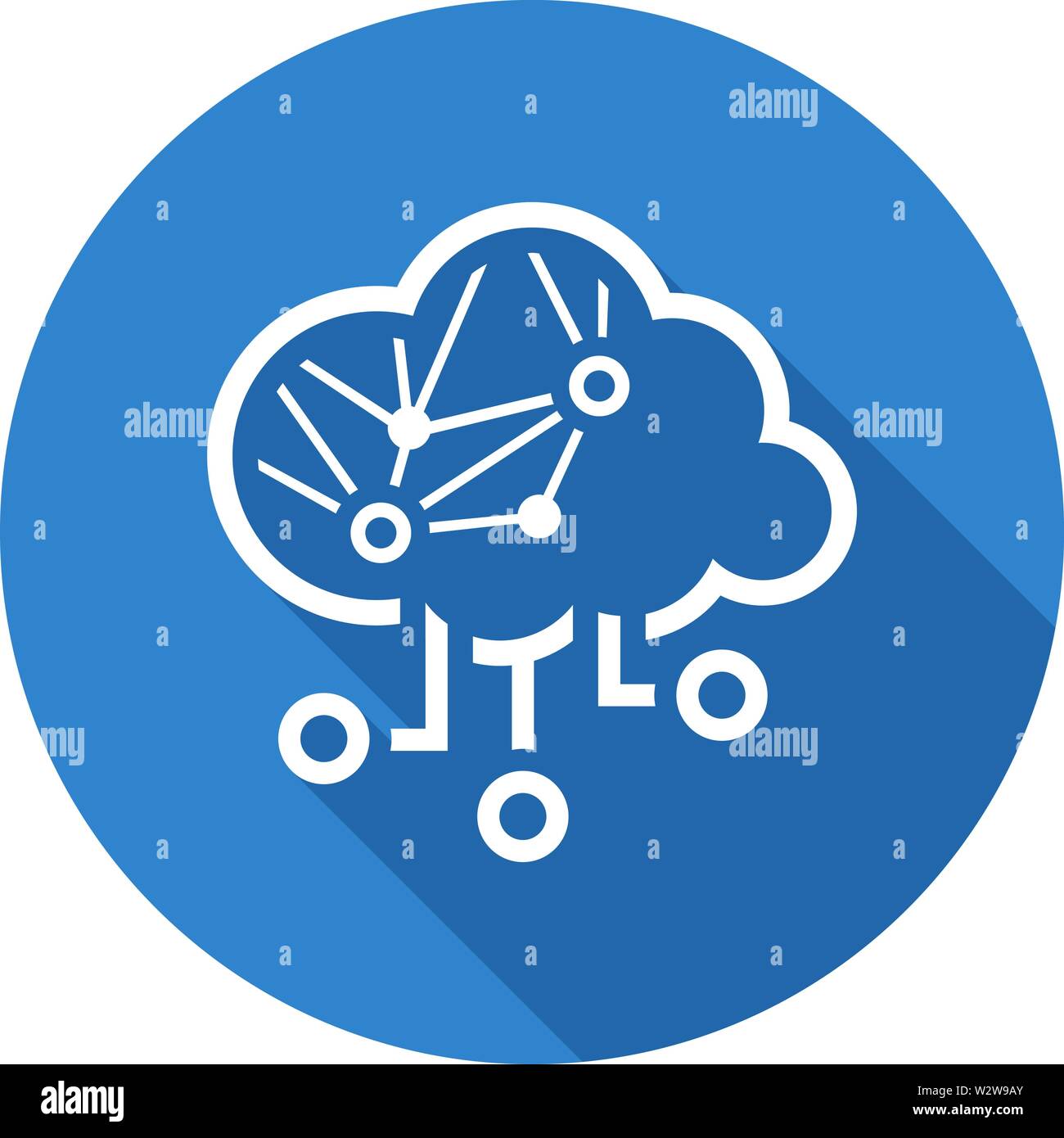 Simple Cloud Computing Vector Line Icon with artificial intelligence ...