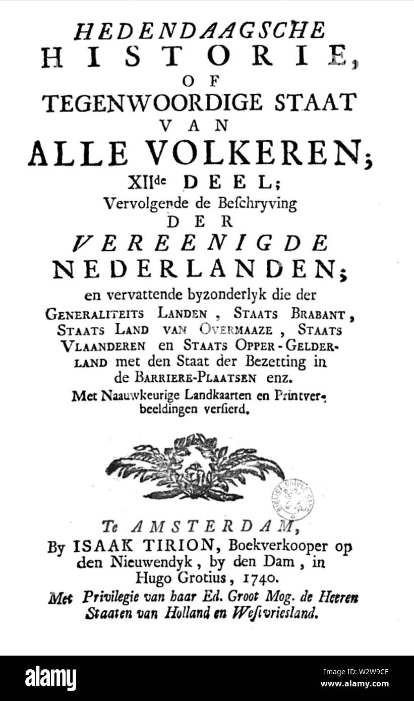Hedendaagsche historie of tegenwoordige staat van Alle Volkeren Stock ...