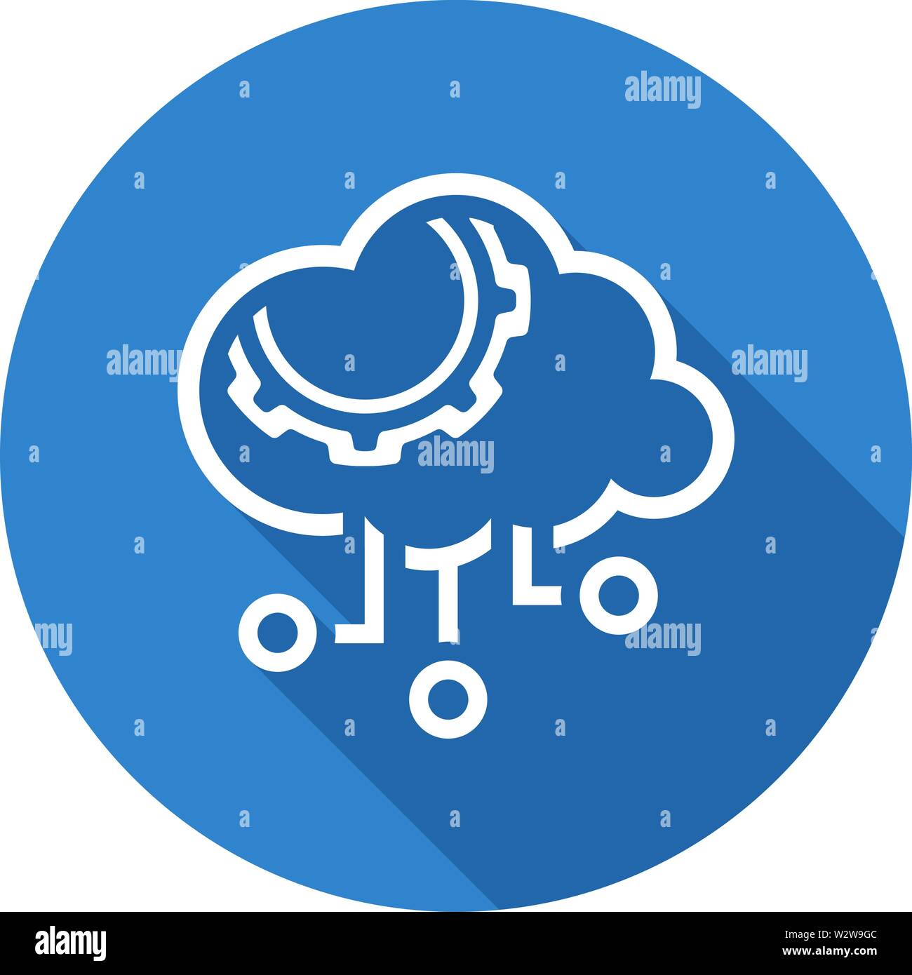 Simple Cloud Processing Vector Line Icon with Gear symbol Stock Vector ...