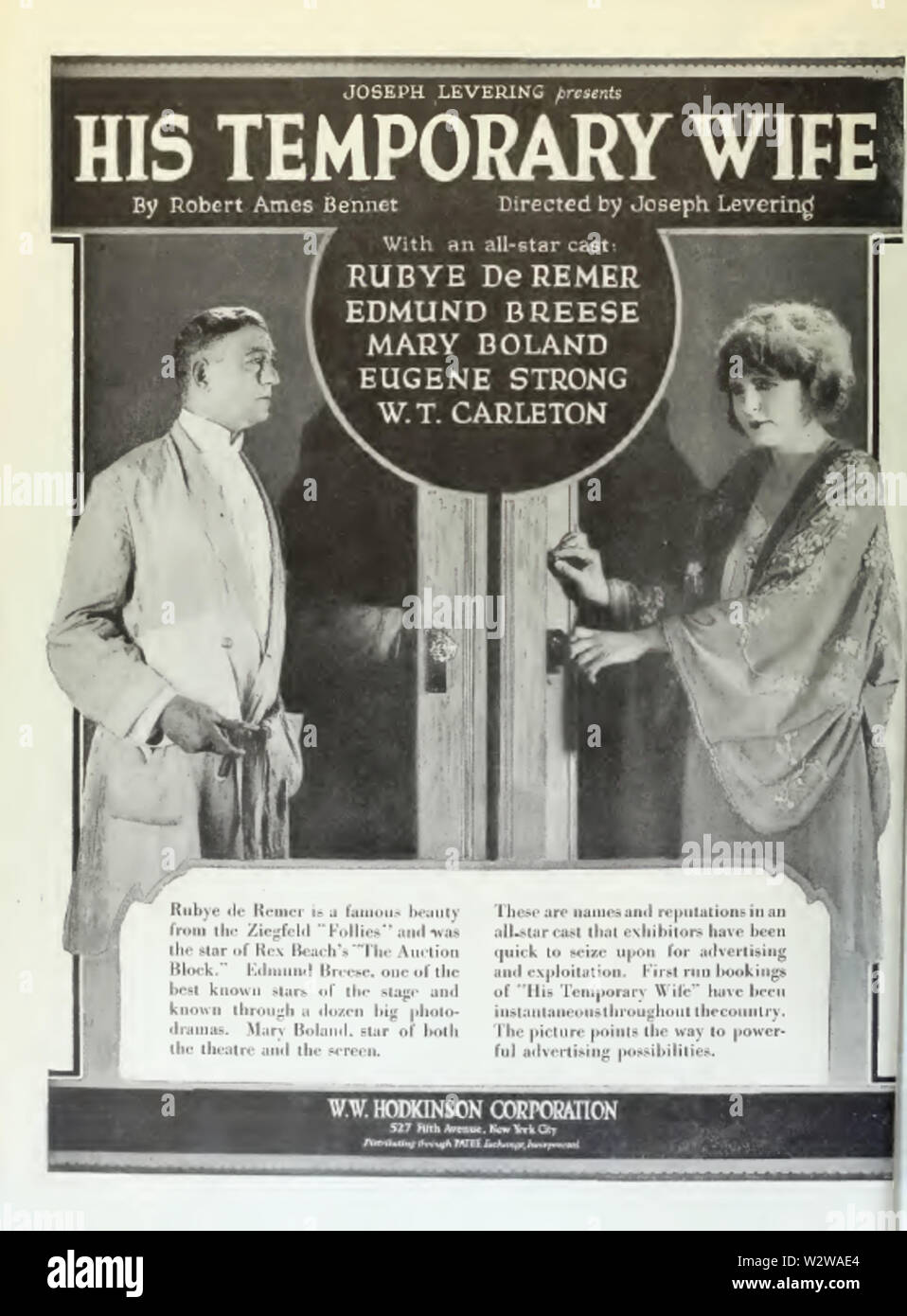 His temporary Wife by Joseph Levering Film Daily 1920 Stock Photo - Alamy