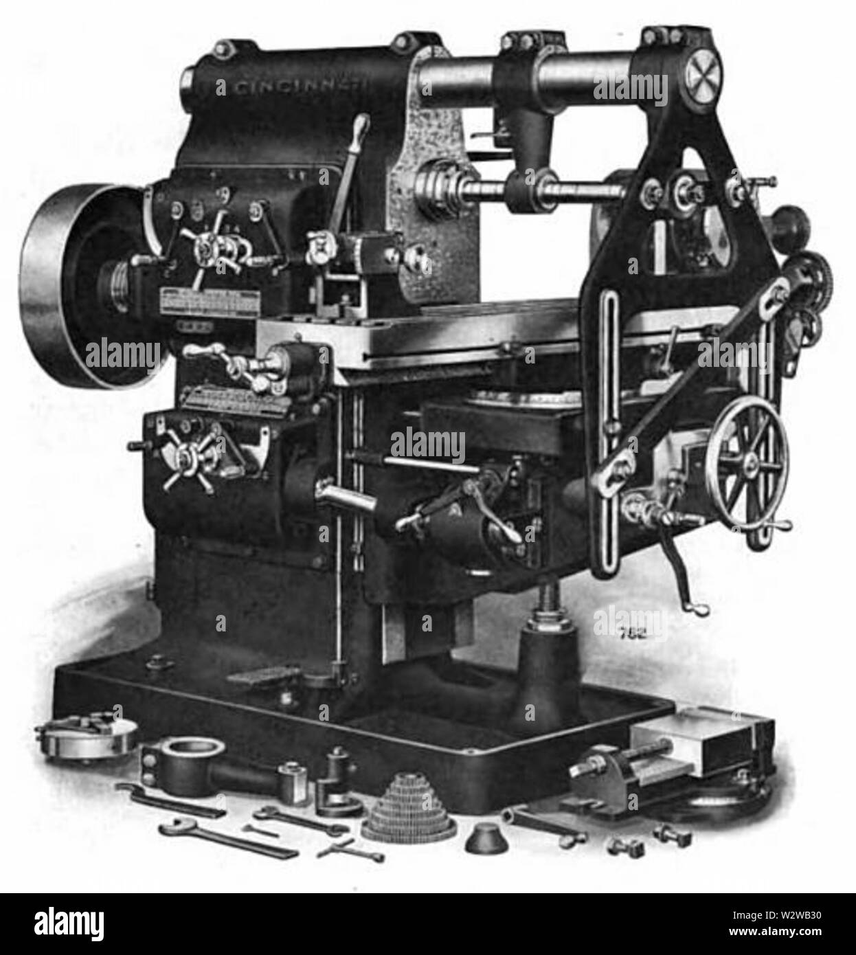 Horizontal milling machine--Cincinnati--early 1900s--001 Stock Photo ...