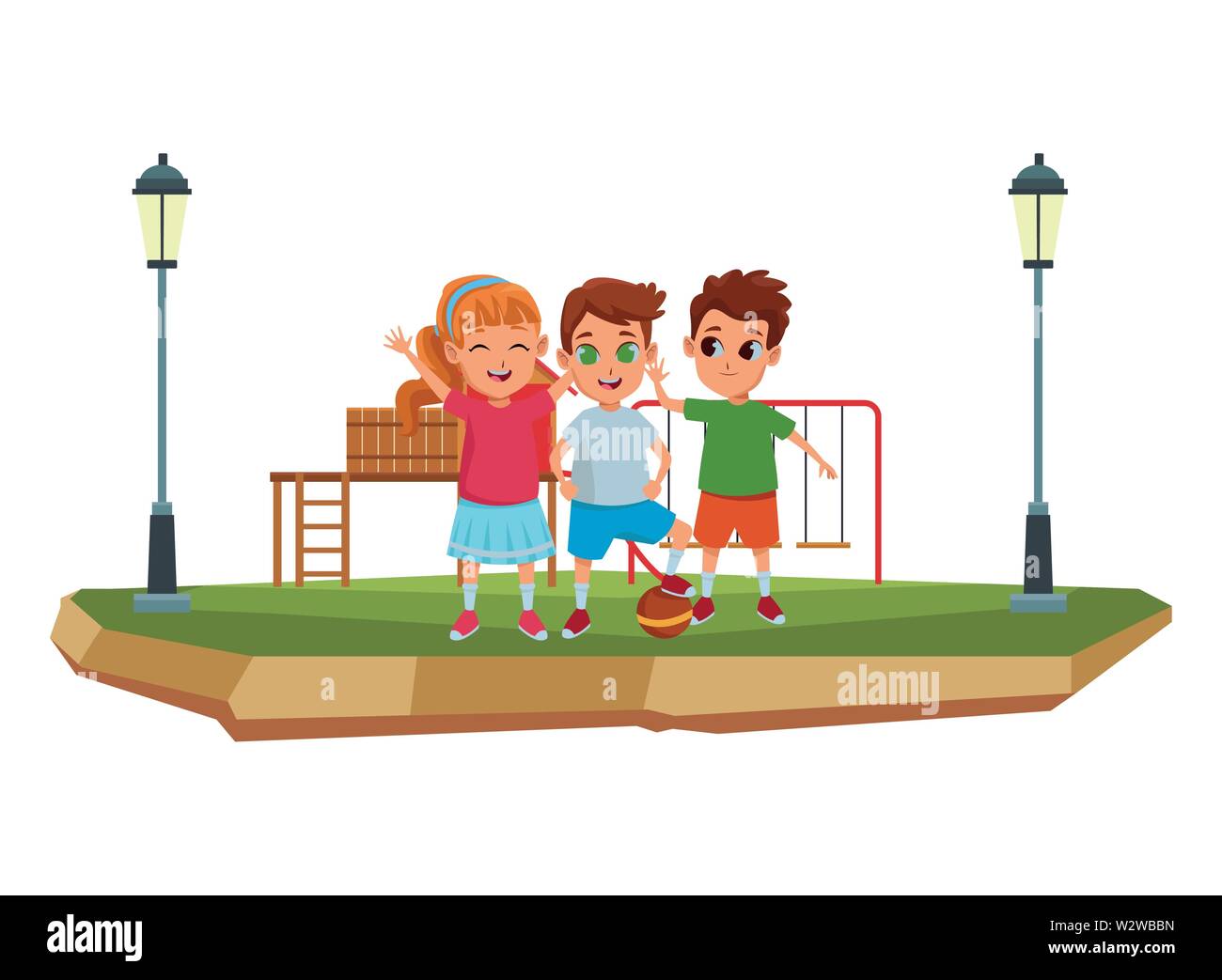 Kids friends playing and smiling cartoons Stock Vector Image & Art - Alamy