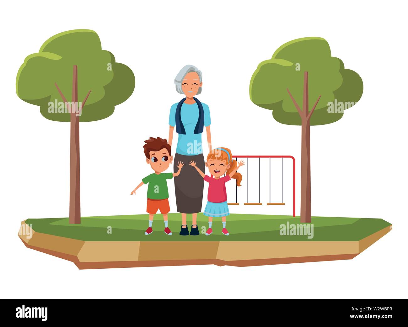 Family grandmother with grandchildren cartoon Stock Vector Image & Art ...