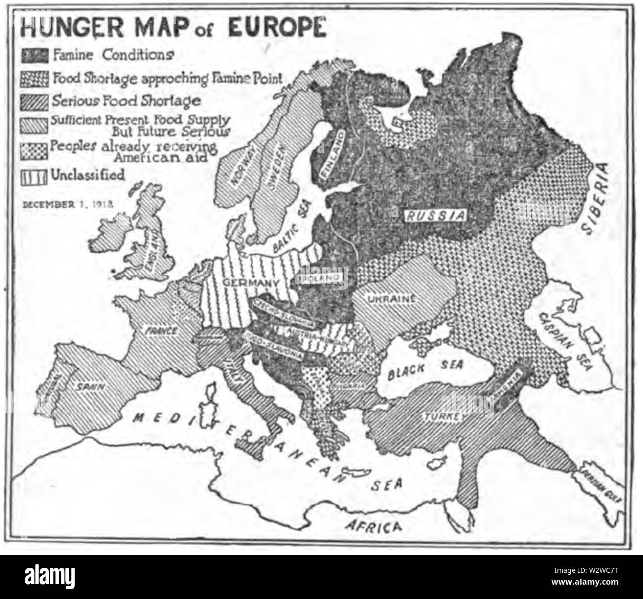 Hunger Map of Europe- The New York Times Current History-May 1919 Stock ...
