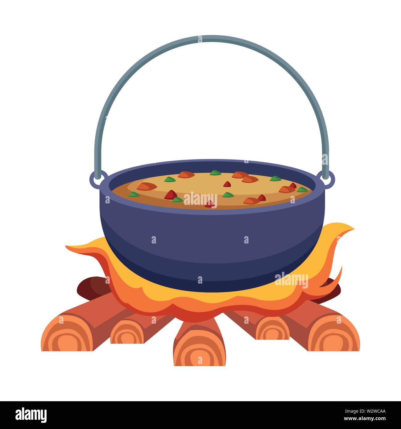 Soup cooking in bonfire camping food Stock Vector Image & Art - Alamy