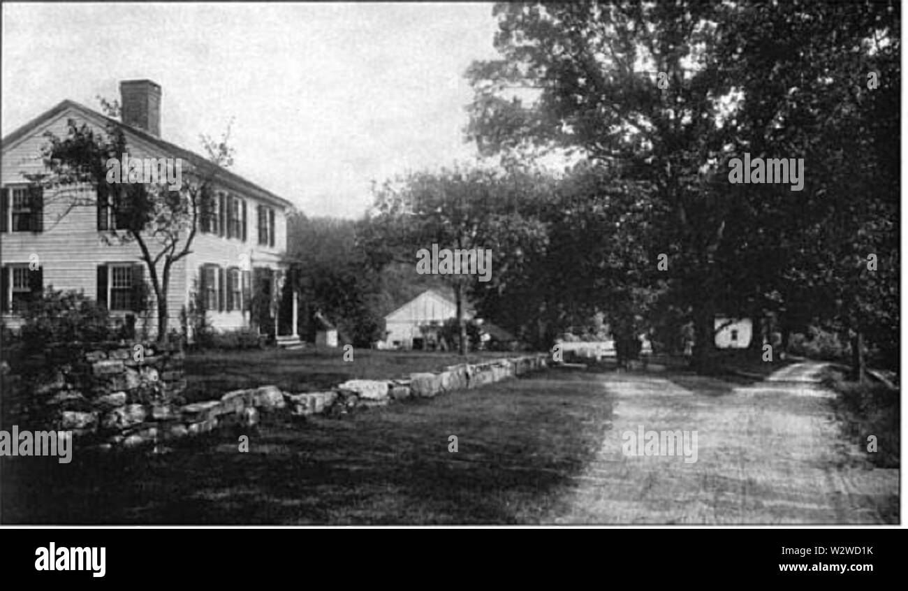 Ida Tarbell House with outbuildings, stone wall, driveway Stock Photo ...