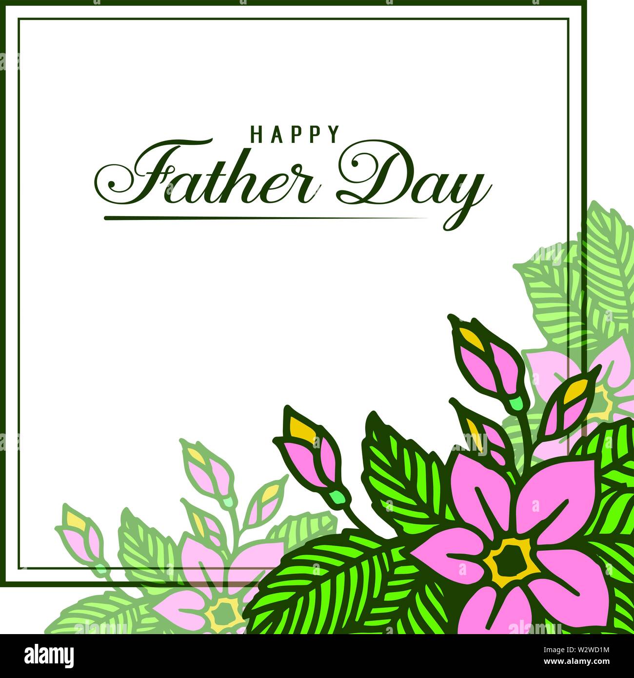 Vector illustration art pink flower frames with card happy father day ...