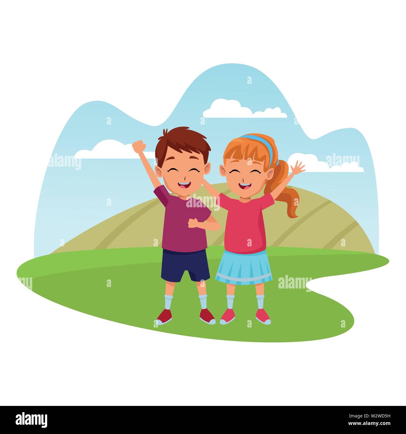 Kids friends playing and smiling cartoons Stock Vector Image & Art - Alamy