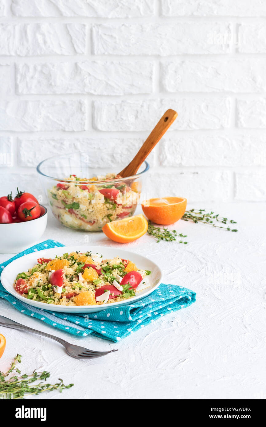 Healthy and simple food, light summer lunch, fragrant salad with ...
