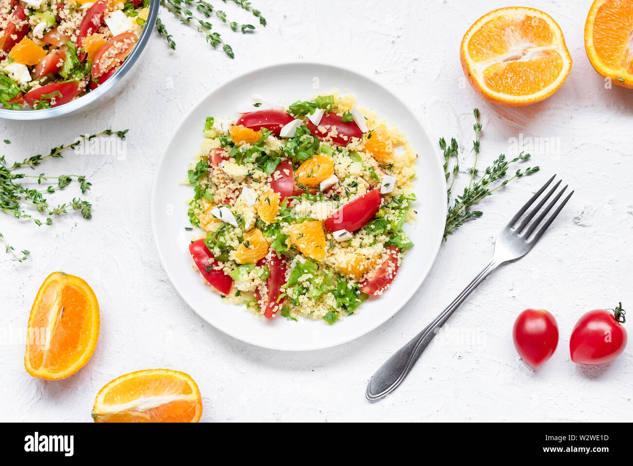 Healthy and simple food, light summer lunch, fragrant salad with ...