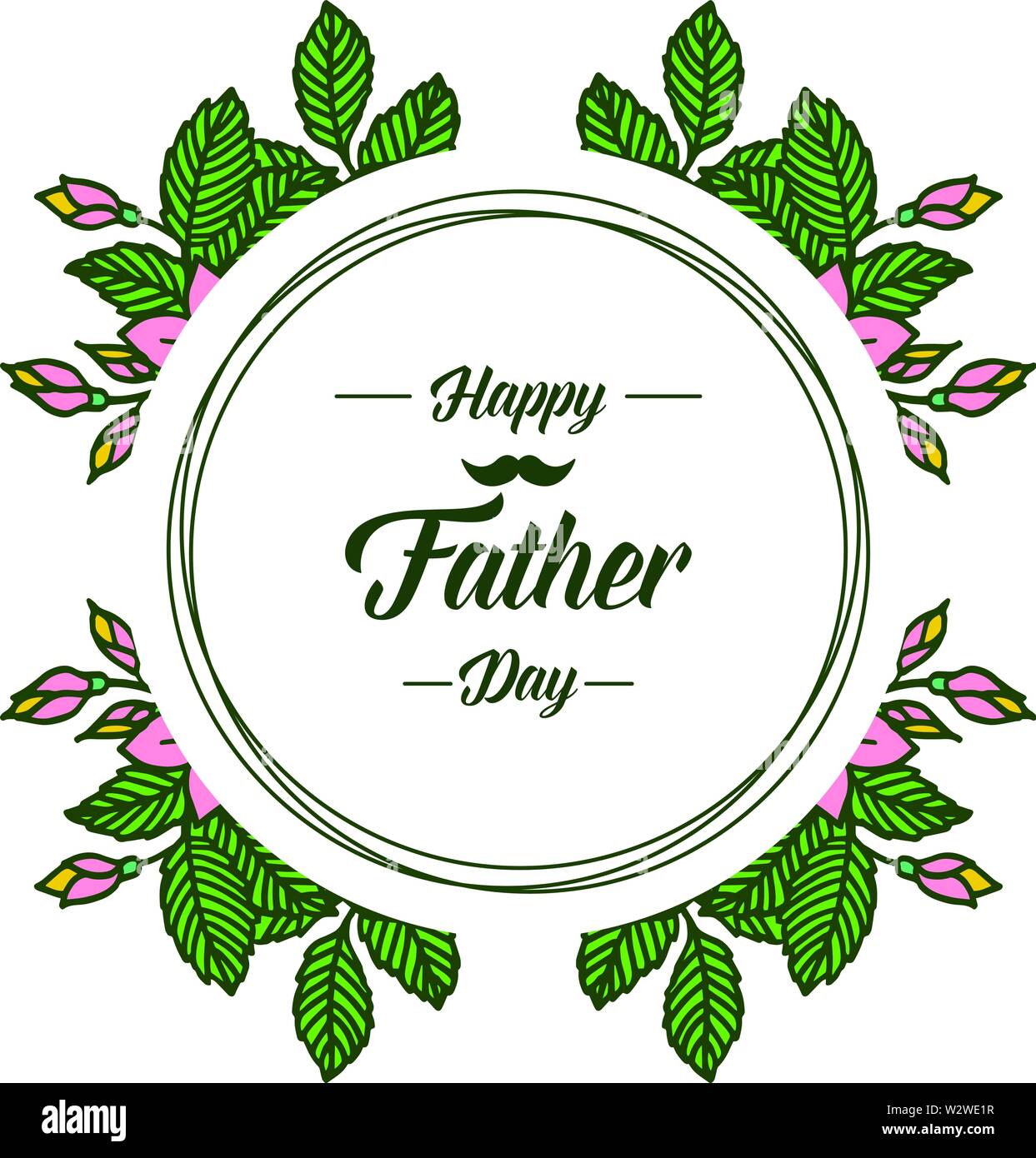 Vector illustration ornate of pink flower frame with card decor happy ...