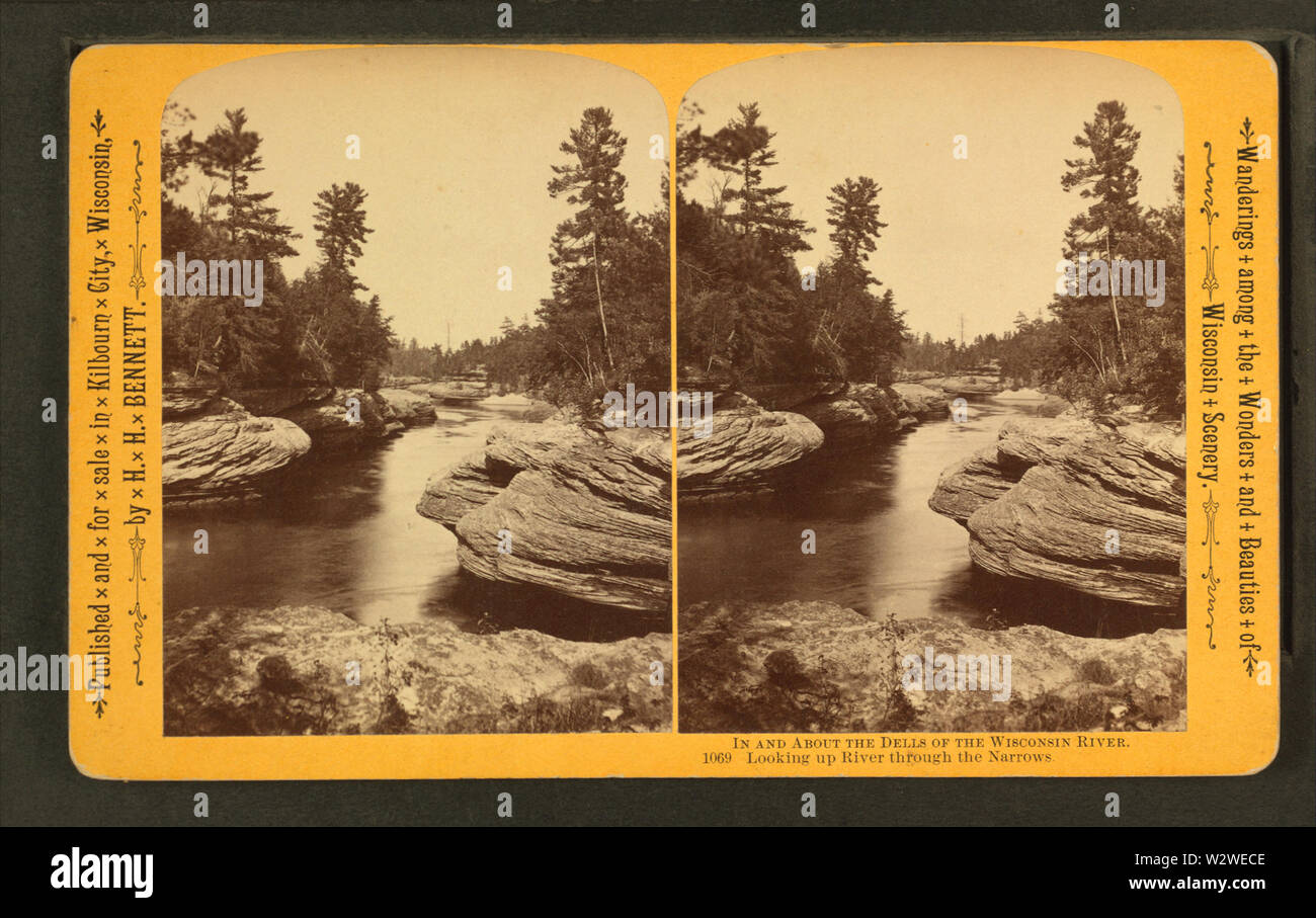 In and about the Dells of Wisconsin River Looking up River through the ...