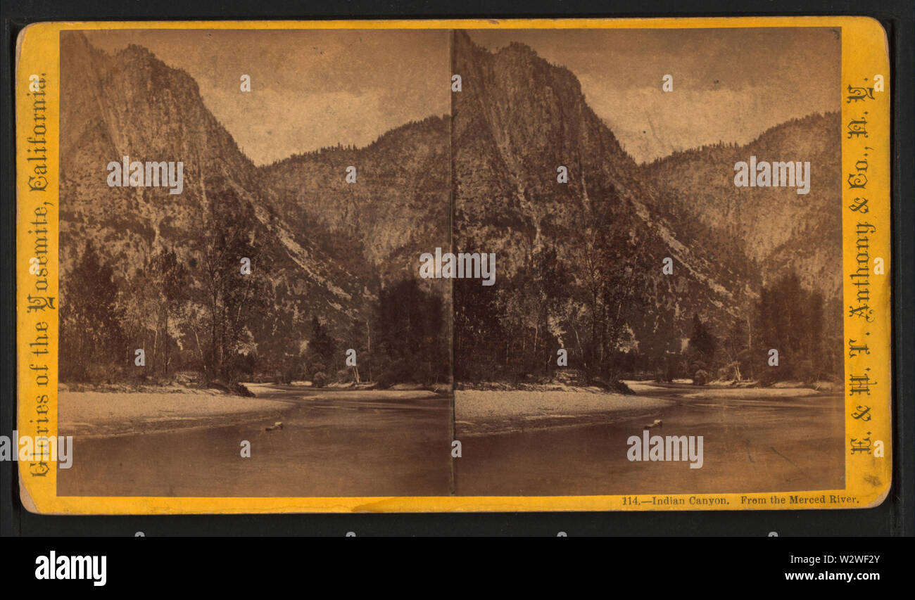 Indian Canyon, from the Merced River, by E & HT Anthony (Firm Stock ...
