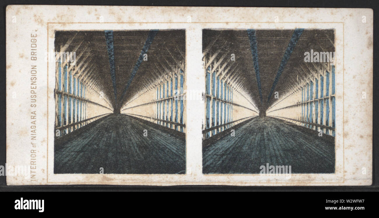 Interior of Niagara Suspension Bridge, from Robert N Dennis collection ...