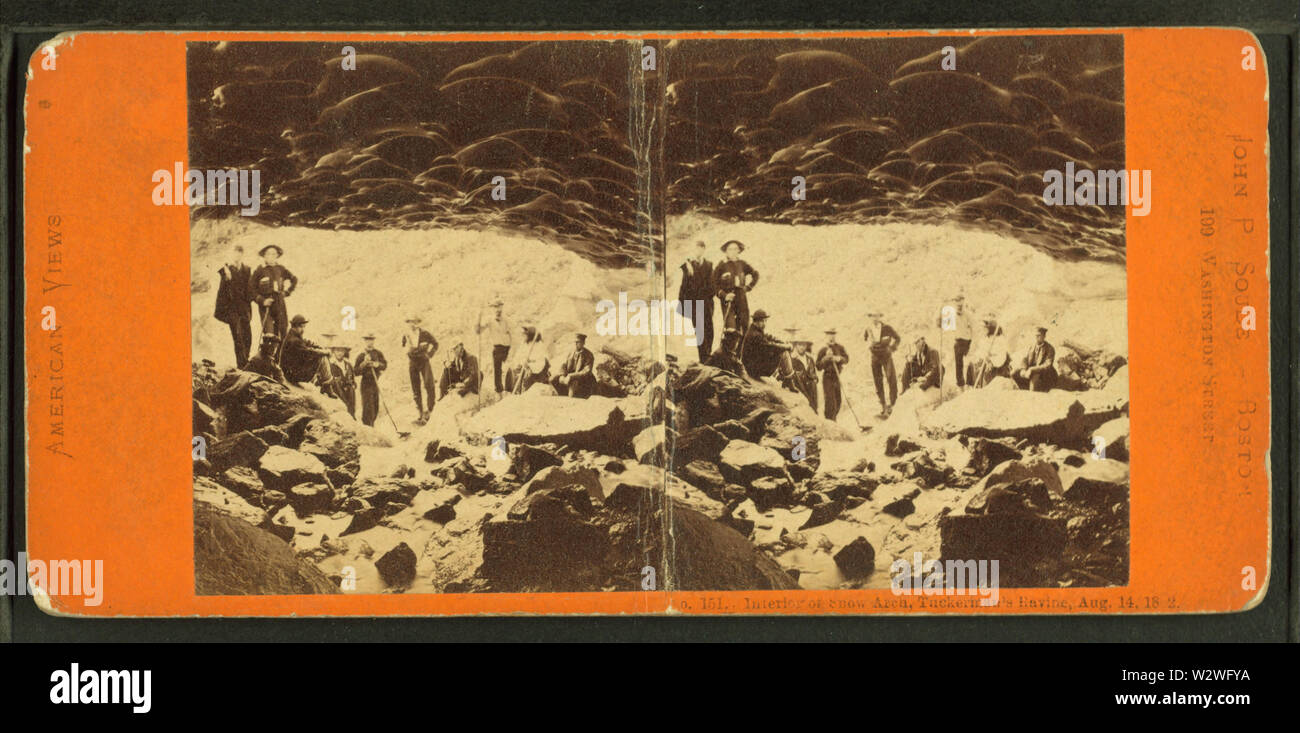 Interior of Snow Arch, Tuckerman's Ravine, August 14, 1862, by Soule ...