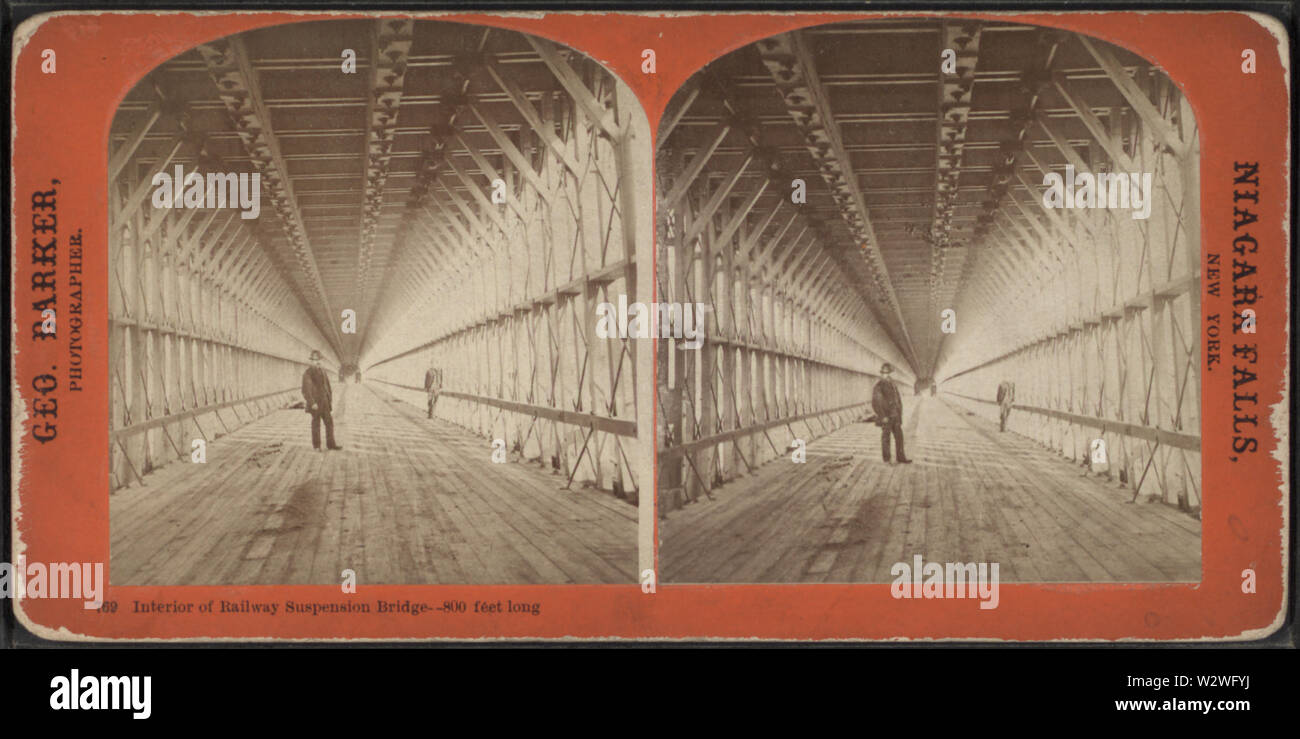Interior of Railway Suspension Bridge, 800 feet long, by Barker, George ...