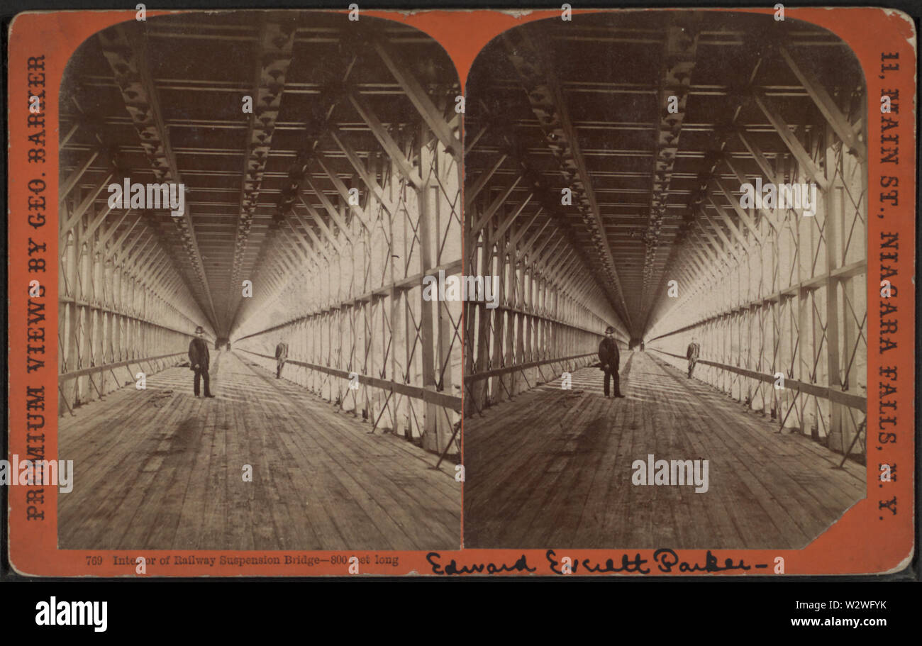 Interior of Railway Suspension Bridge, 800 feet long, by Barker, George ...