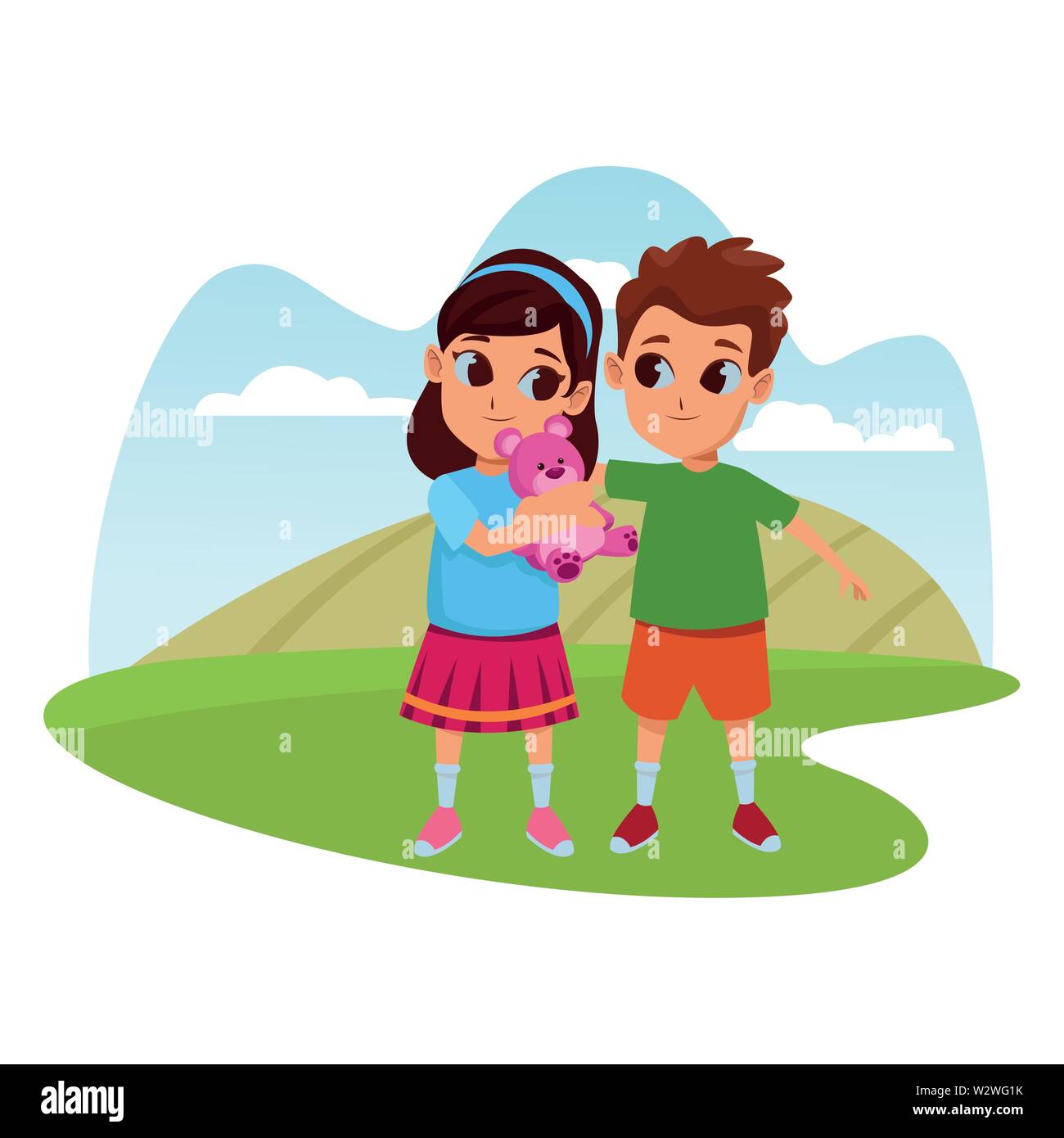 Kids friends playing and smiling cartoons Stock Vector Image & Art - Alamy