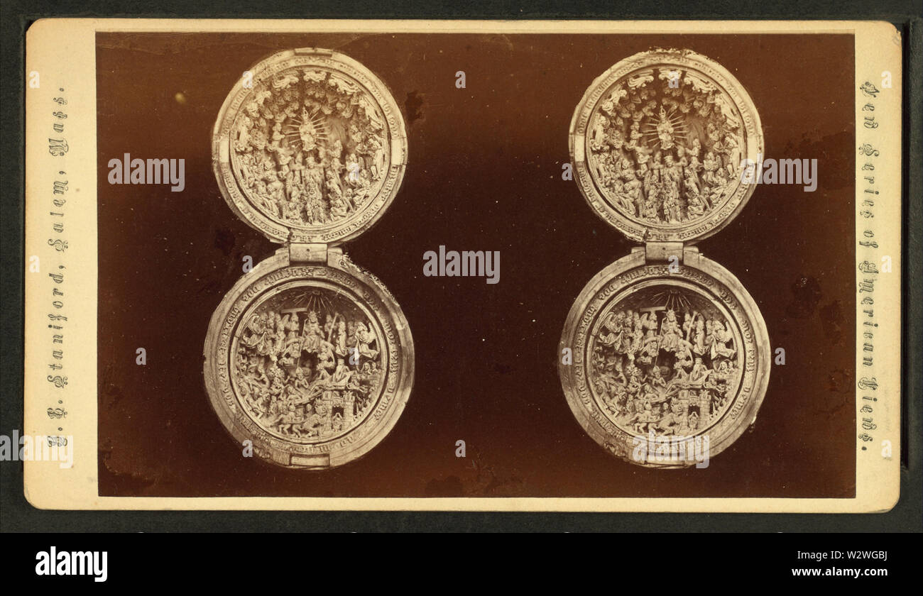 Intricate two-part carving in ivory - Heaven and Hell, hinged together ...
