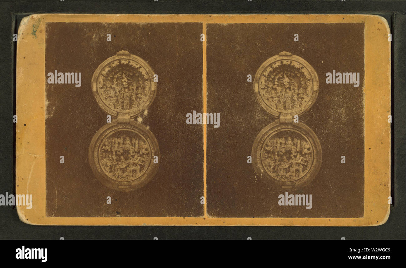 Intricate two-part carving in ivory - Heaven and Hell, hinged together ...